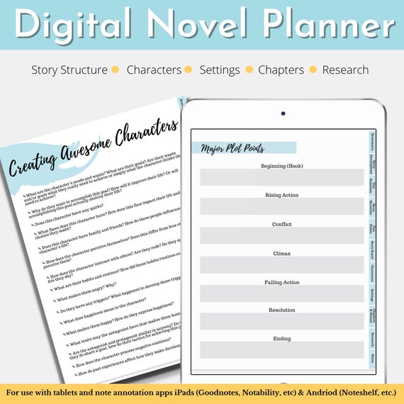 Digital Novel Planning Workbook/ Writing Planner/ Goodnotes - Etsy
