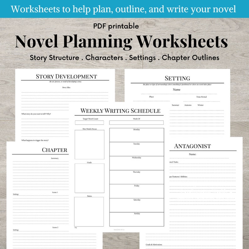 Novel Planning Worksheets Nanowrimo 30 Day Novel Worksheets Etsy