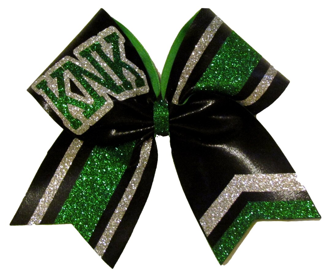 Green Black and Silver Glitter Cheer Bow - Etsy