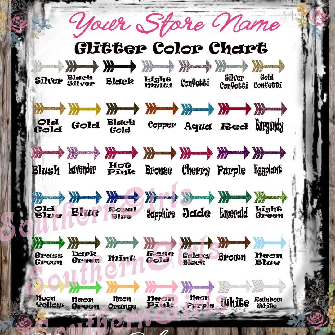 Arrow HTV Glitter Color Chart - Etsy