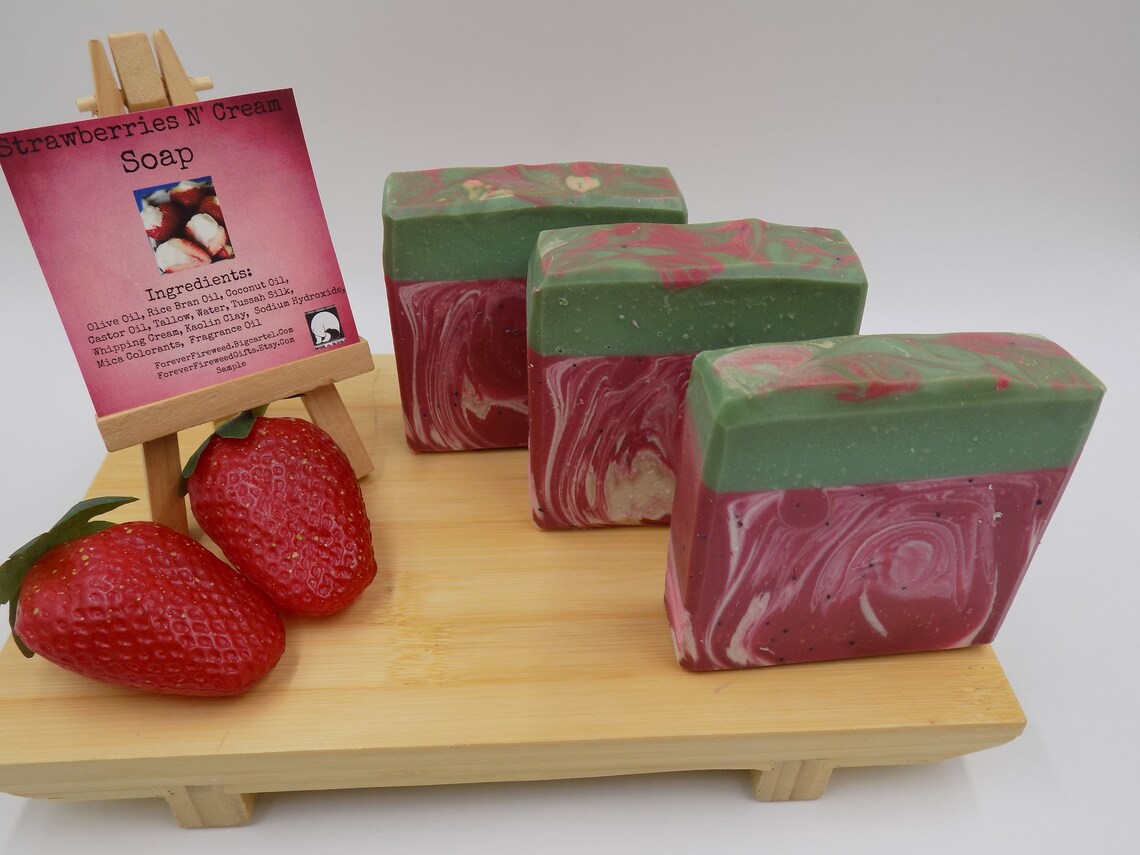 Strawberries & Cream Soap | Handmade Strawberry Soap Bar | Sweet ...
