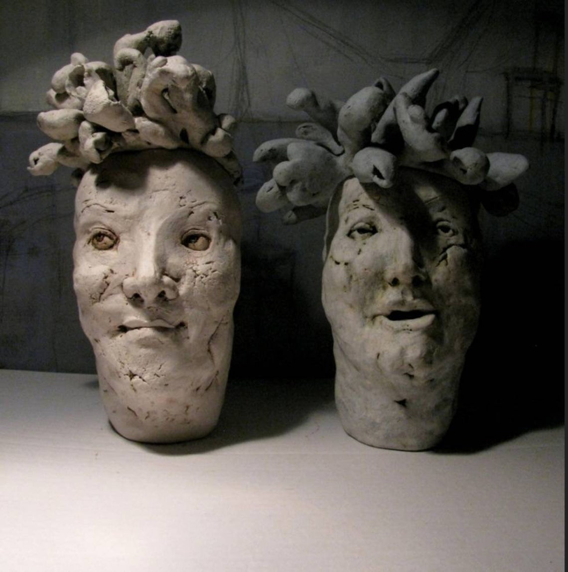 Head/ Ceramic Sculpture/ Unique Coloured Ceramics | Etsy