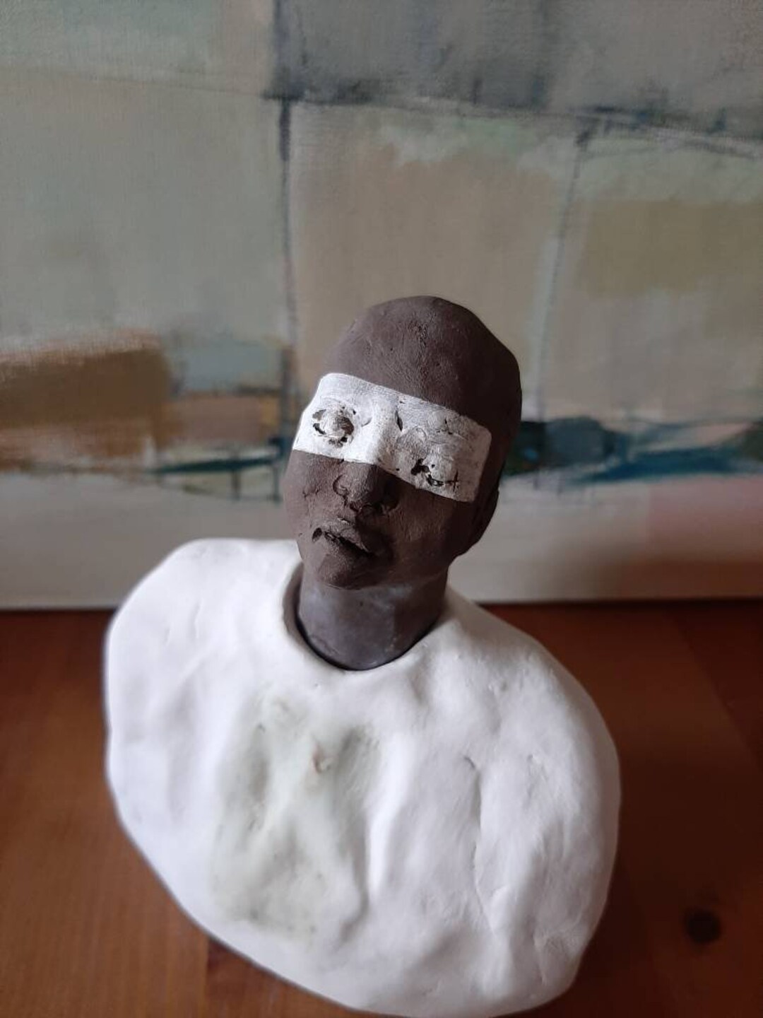 Small Male Bust in White Mask/ Man/ Unique Ceramic Sculpture - Etsy