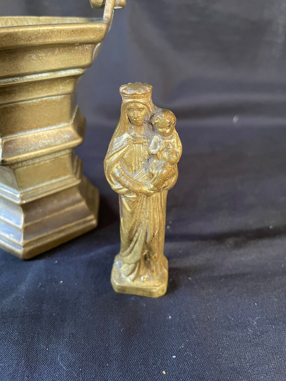 Rare Antique French Bronze Church Holy Water Vessel Bucket With 2 ...