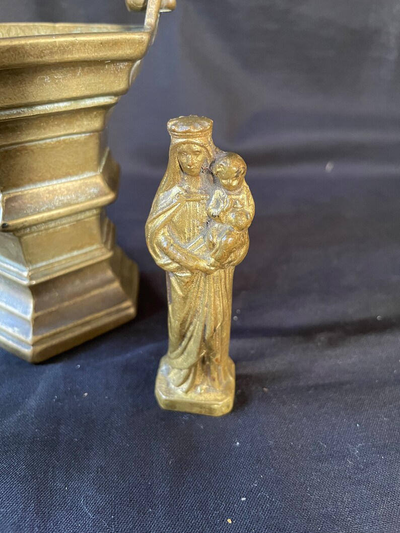 Rare Antique French Bronze Church Holy Water Vessel Bucket With 2 ...