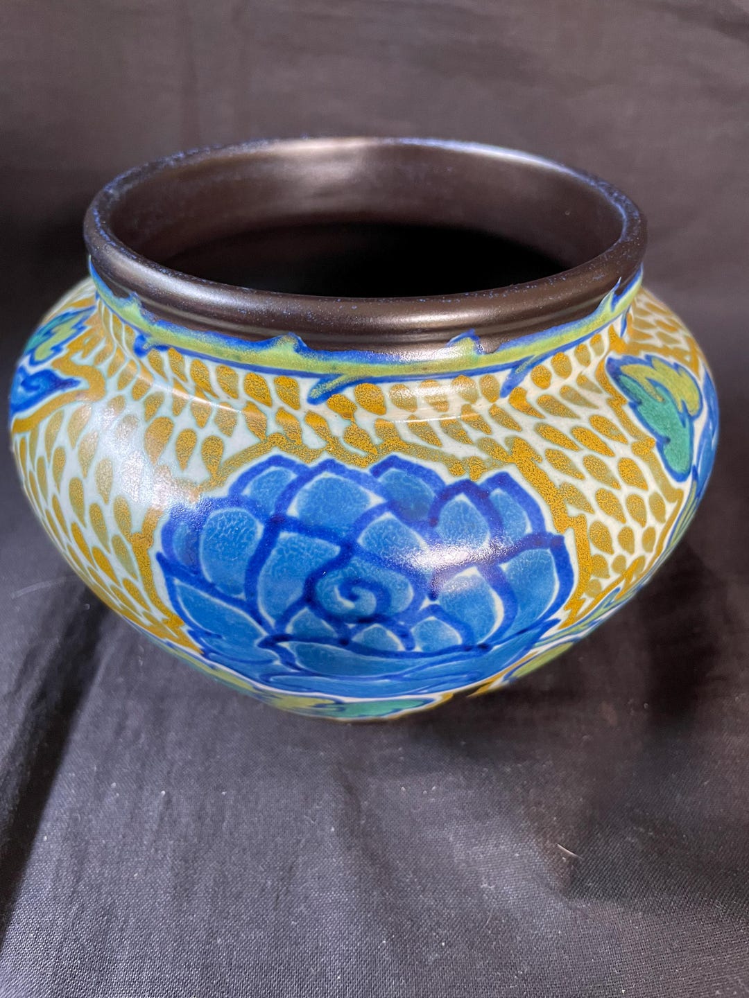 Antique Dutch Gouda Pottery Flowerpot Appr 1920. Decor Riouw . Several ...