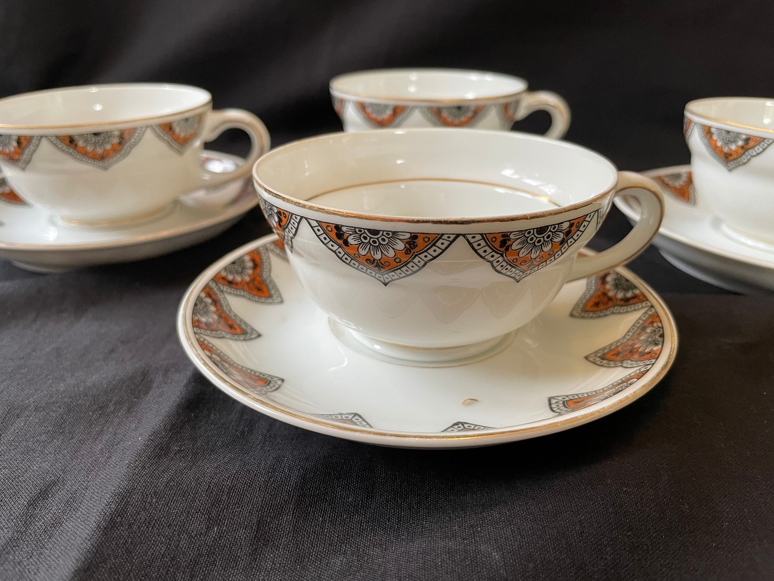 Set of 4 Art Nouveau German Porcelain Cups and Saucers. Marked - Etsy