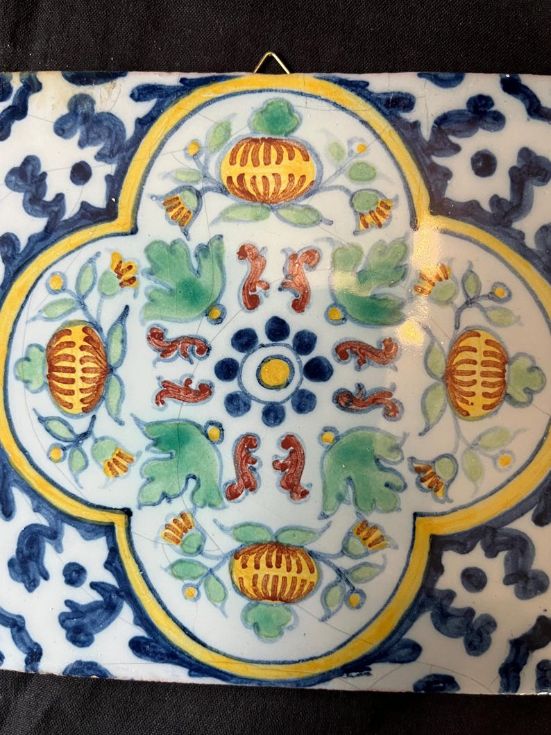Antique Dutch Delft Makkum Polychrome Tile - Etsy