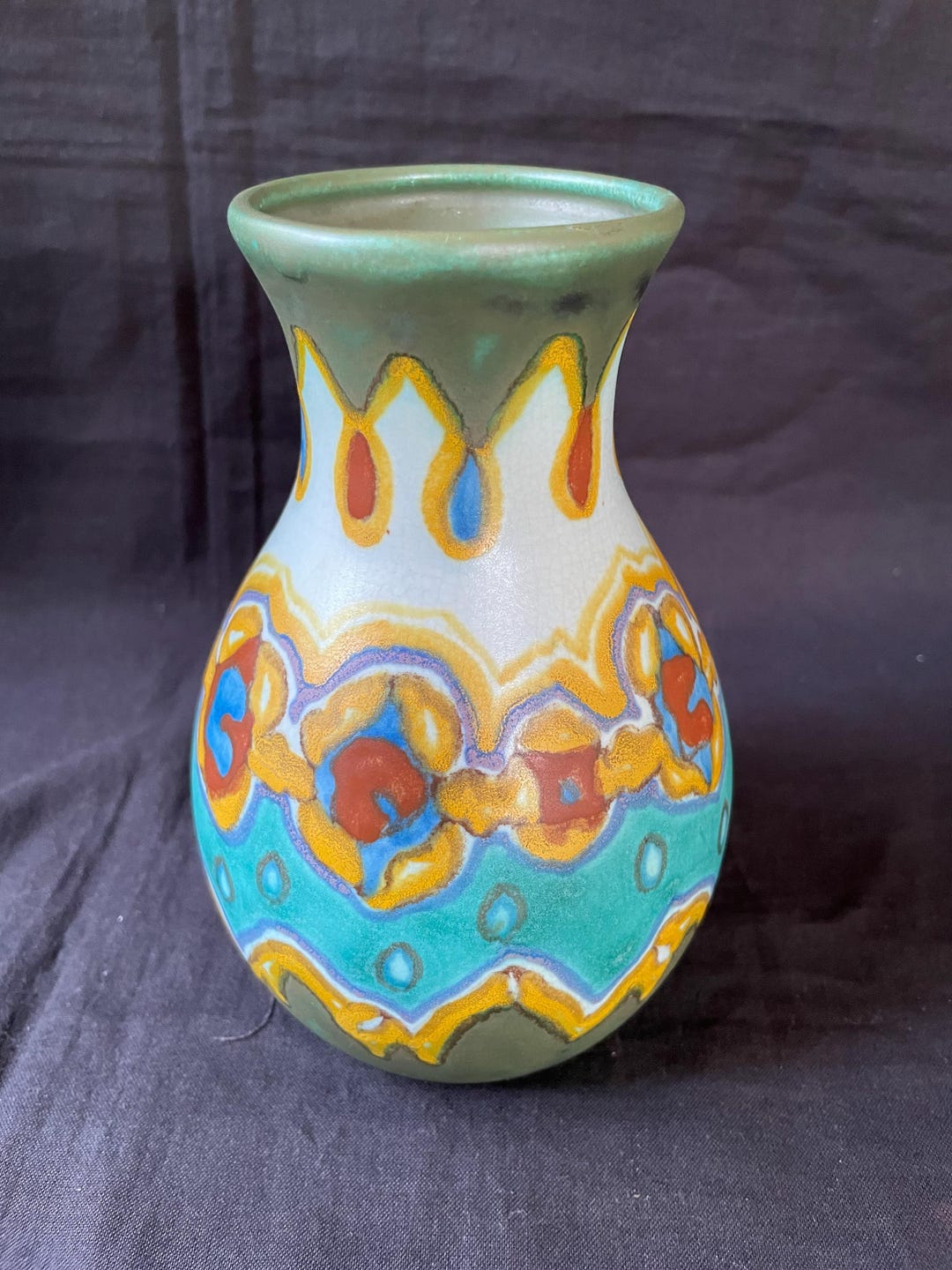 Antique Dutch Gouda Pottery Vase. Approx 1920. Several Marks. Decor ...