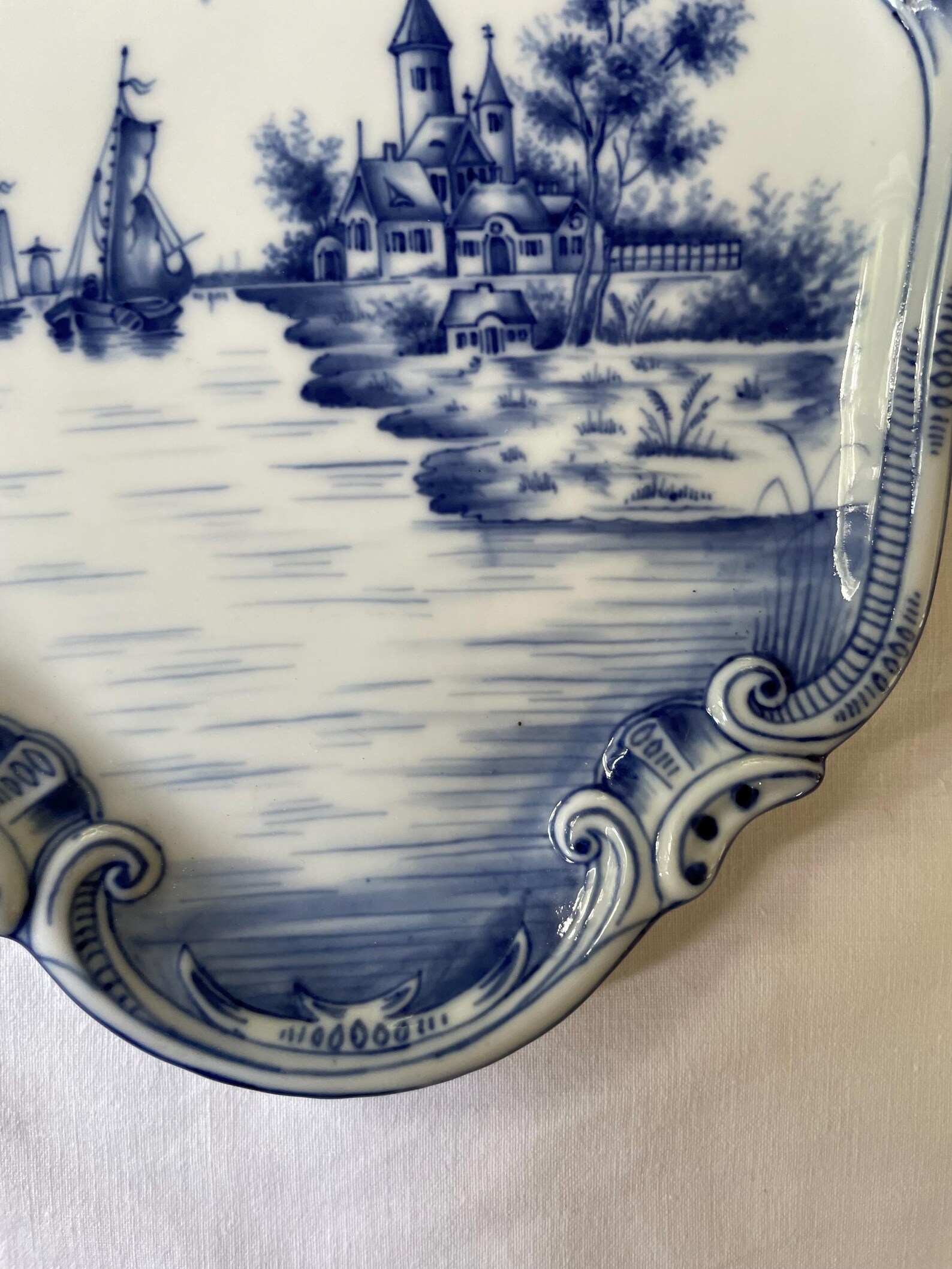 Antique Art Pottery Dutch Delft Plate With Typical Dutch Scene . Marked ...