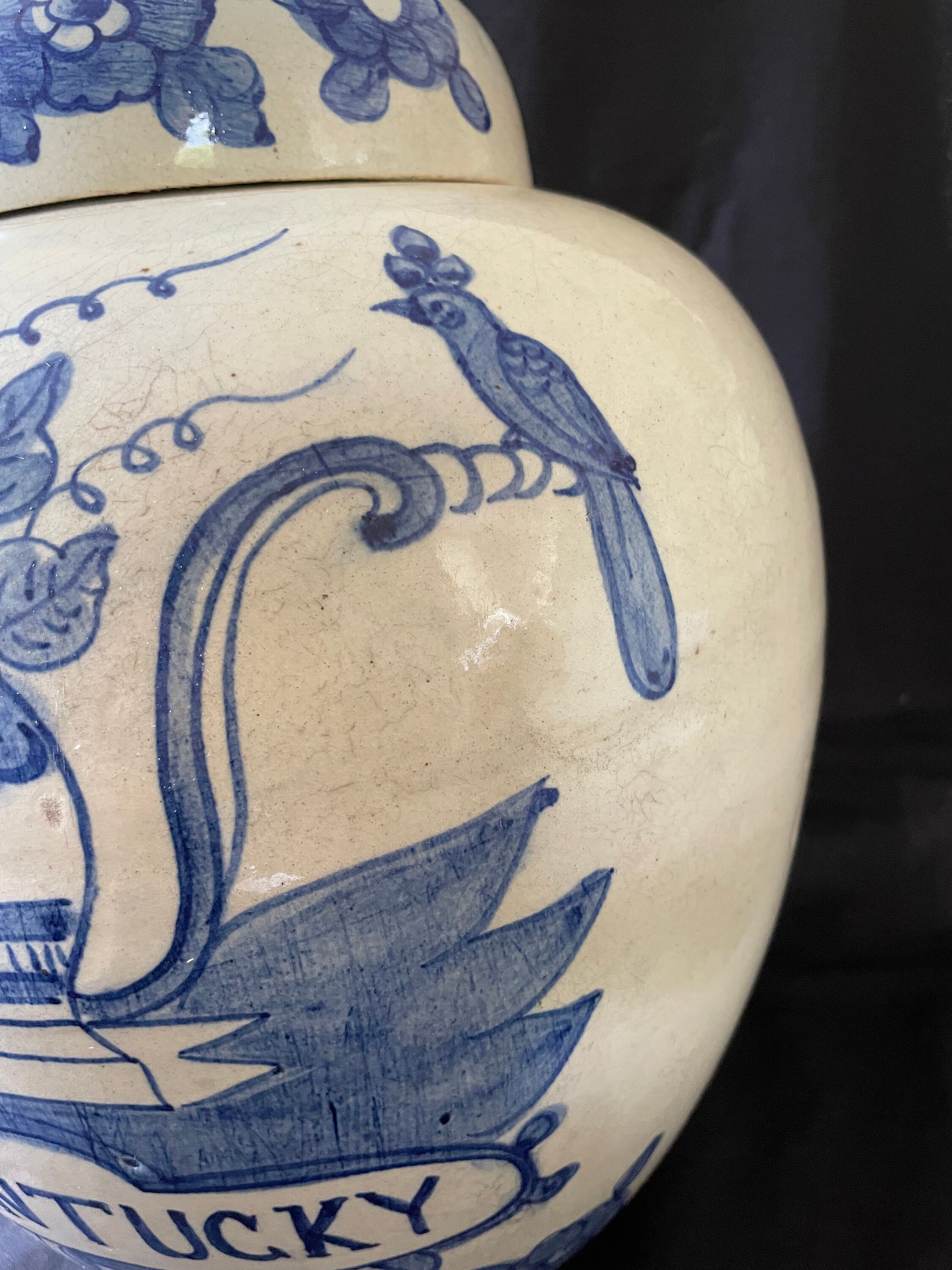 XL Dutch Antique Delft Tobacco Jar "kentucky " Beautiful Decorated ...