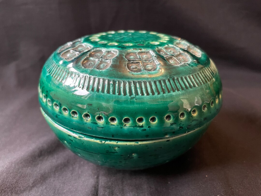 Bitossi Pottery Lidded Box Flavia Montelupo Rimini Blue Italy Mid ...