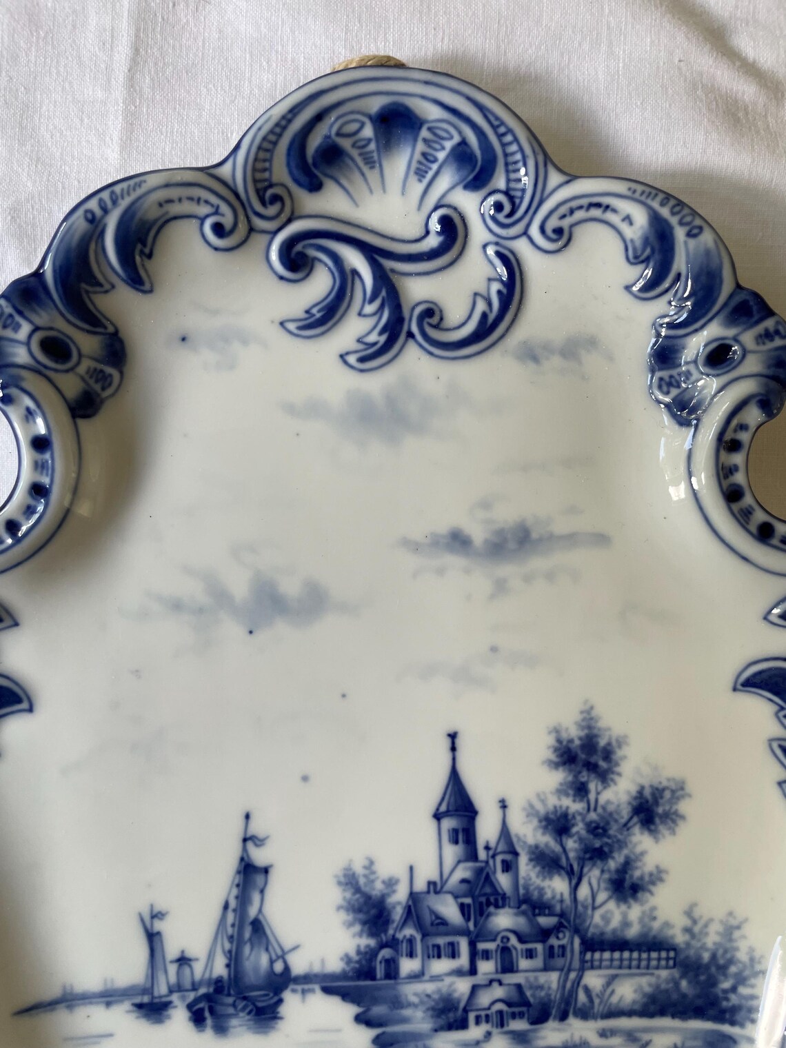Antique Art Pottery Dutch Delft Plate With Typical Dutch Scene . Marked ...