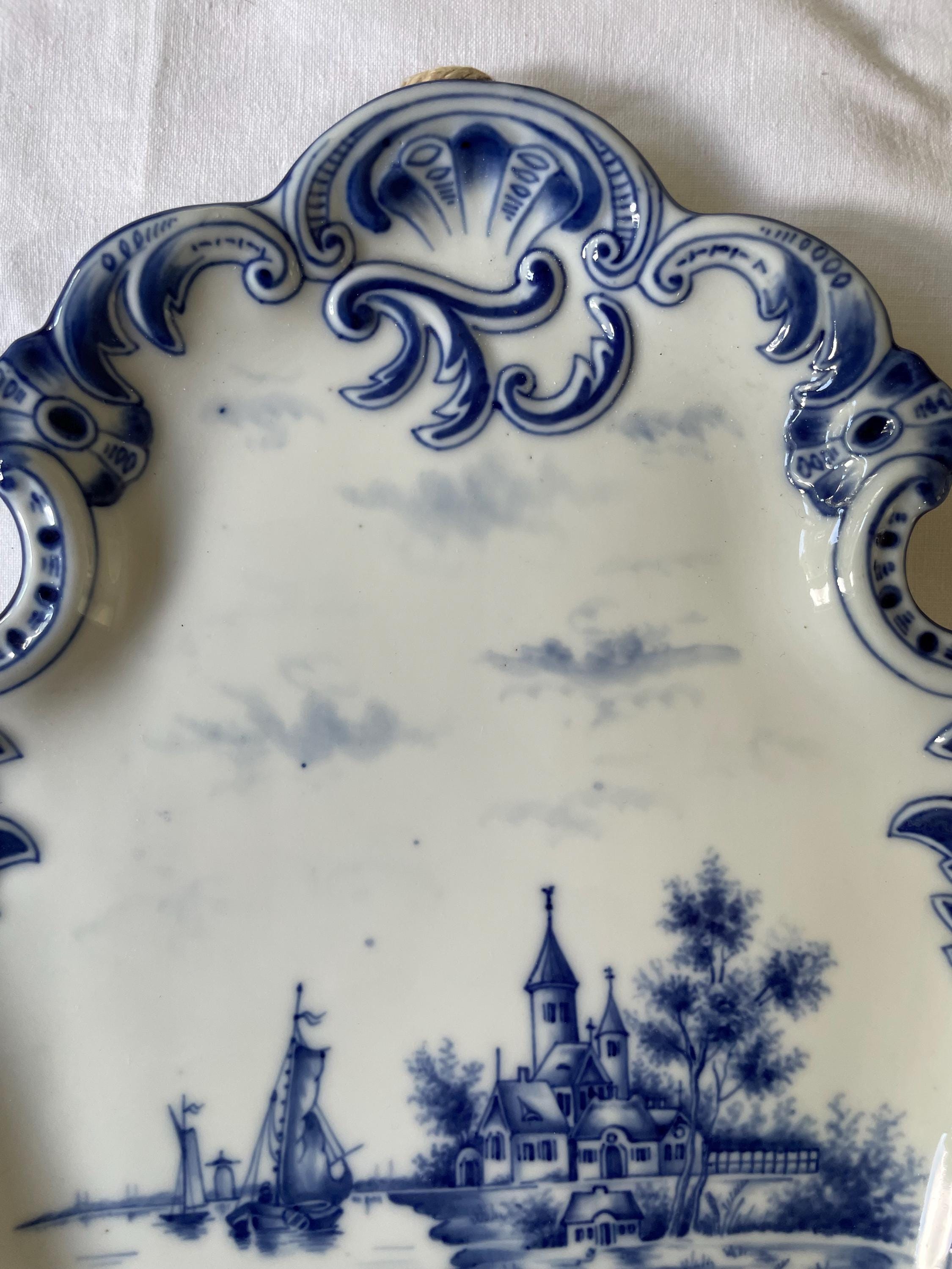 Antique Art Pottery Dutch Delft Plate With Typical Dutch Scene . Marked ...