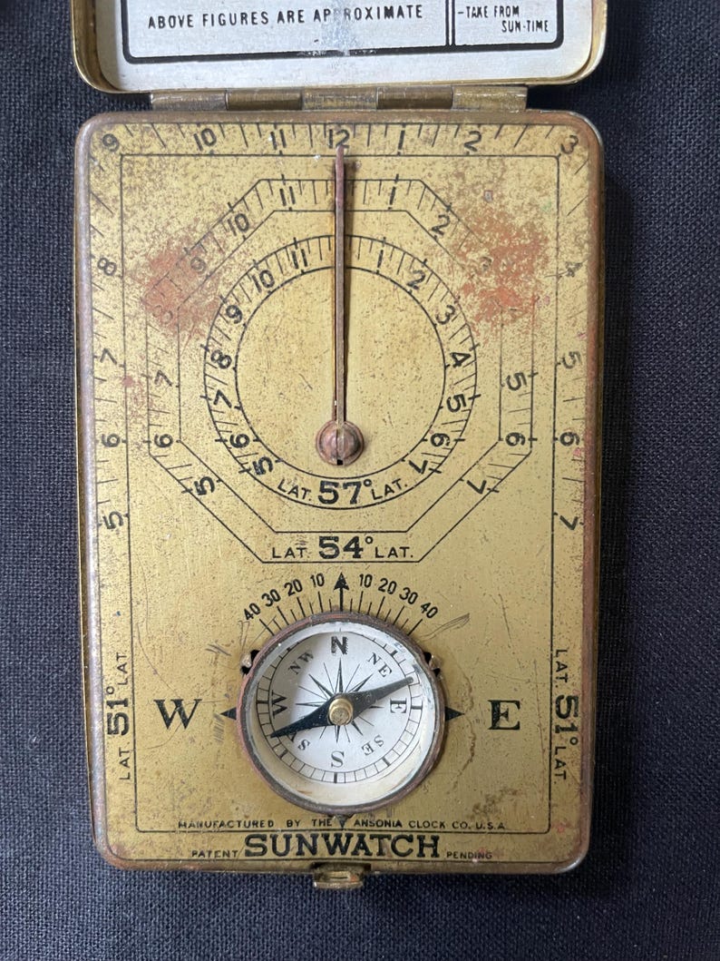 Rare Antique 1922 ' Pocket ' Ansonia Clock Co Sunwatch - Compass ...