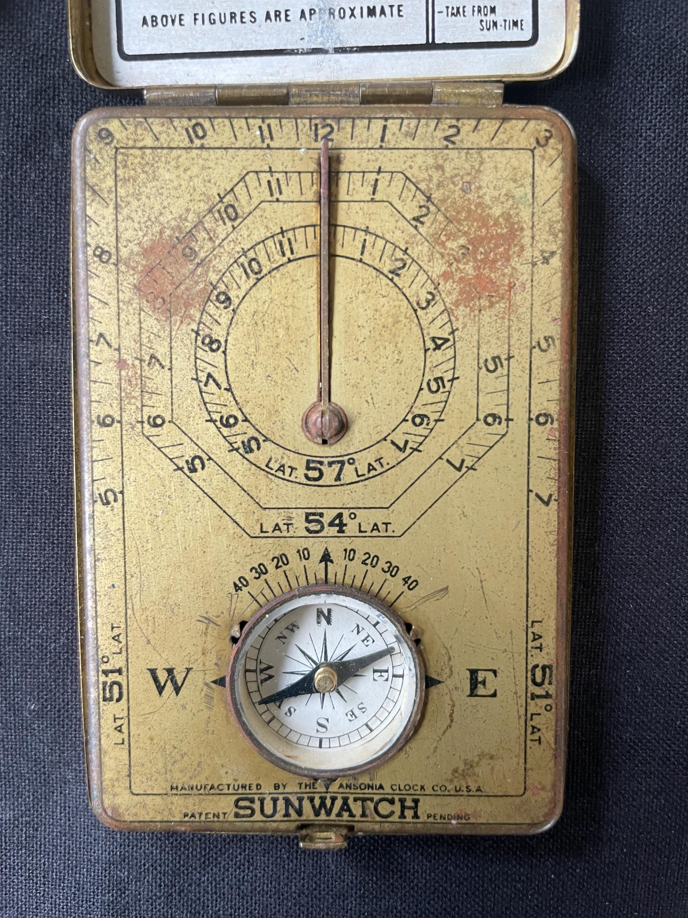 Rare Antique 1922 ' Pocket ' Ansonia Clock Co Sunwatch - Compass ...