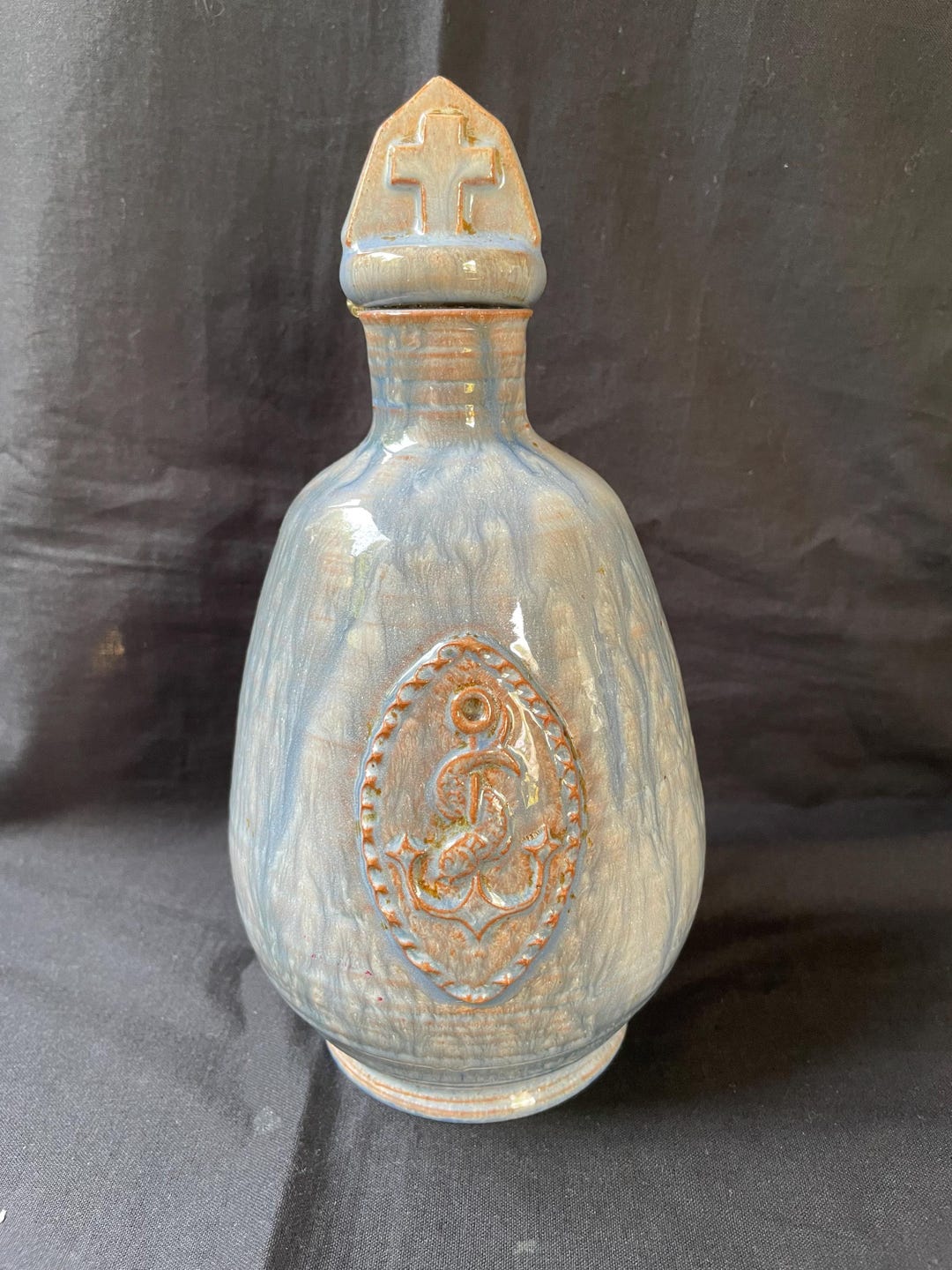 Antique Dutch Utrecht Ceramic Holy Water Bottle With Cross. Several ...