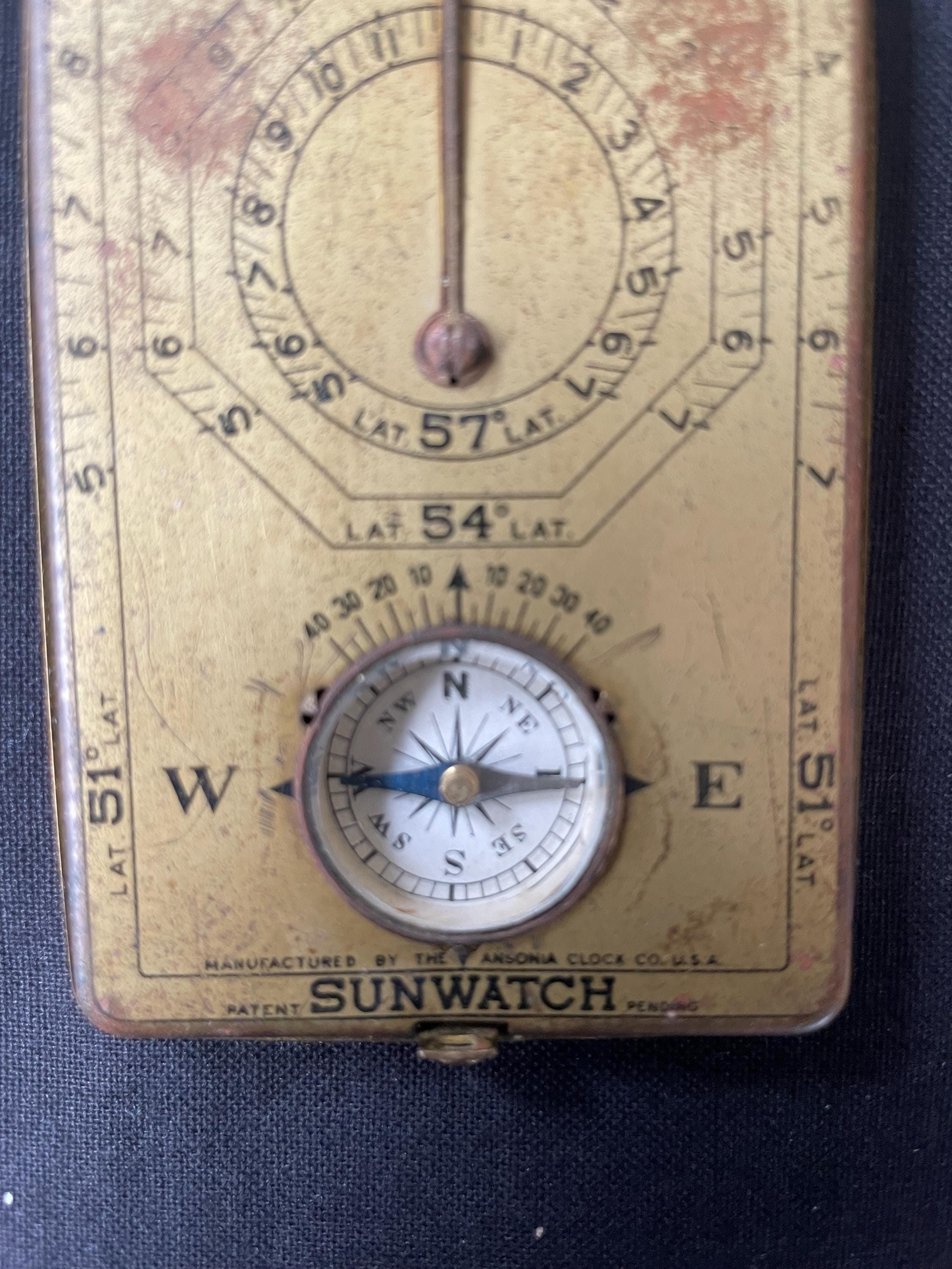Rare Antique 1922 ' Pocket ' Ansonia Clock Co Sunwatch - Compass ...