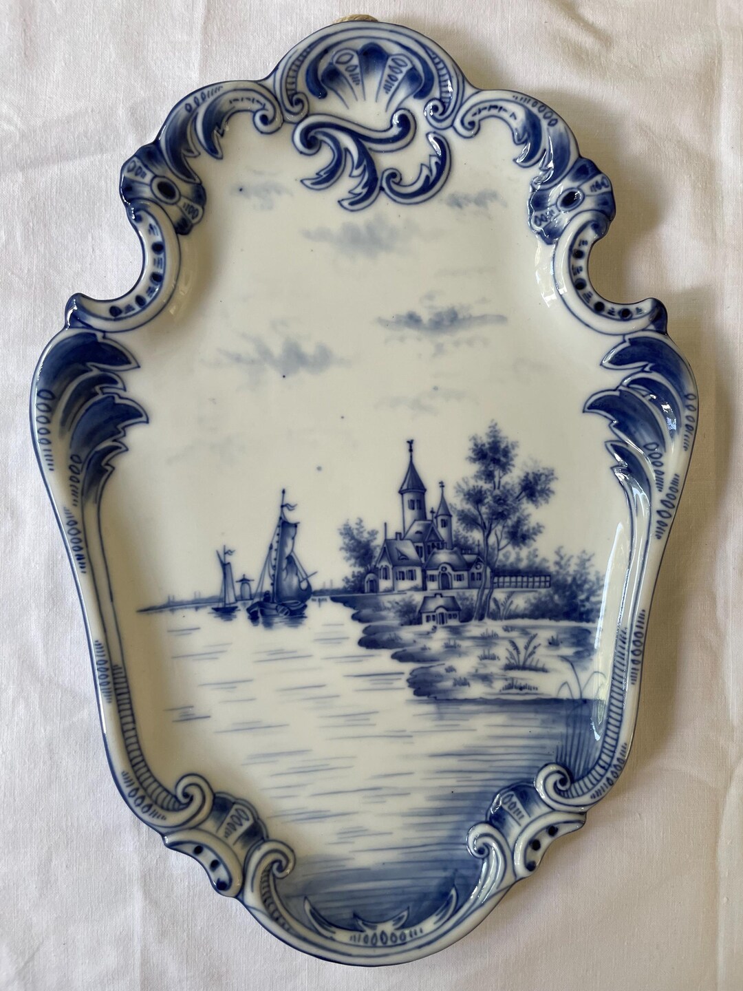 Antique Art Pottery Dutch Delft Plate With Typical Dutch Scene . Marked ...