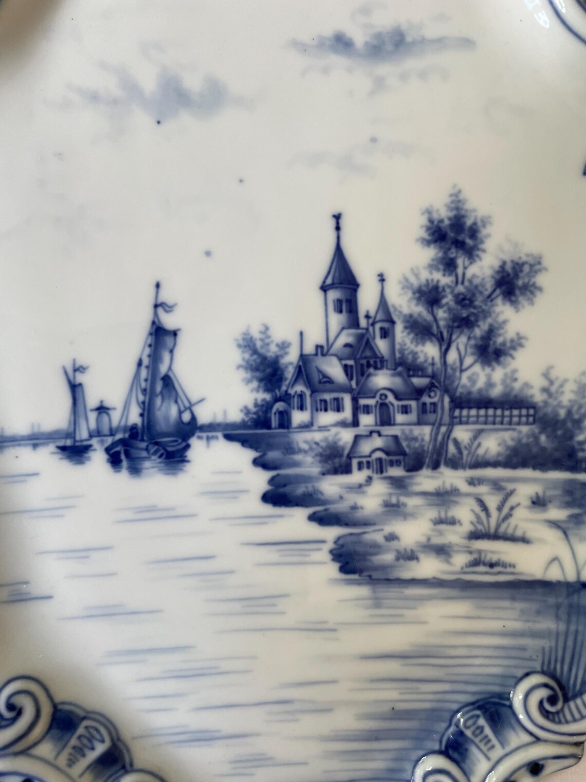 Antique Art Pottery Dutch Delft Plate With Typical Dutch Scene . Marked ...