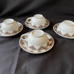 Set of 4 Art Nouveau German Porcelain Cups and Saucers. Marked Bottom ...