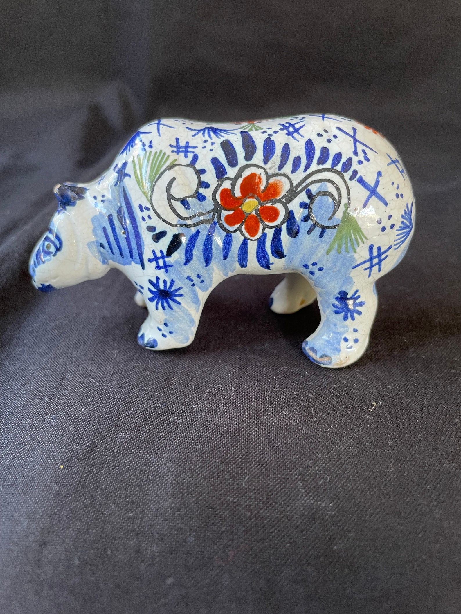 Very Rare Antique 1800 S Dutch Delft Figurine Hippopotamus. Marked ...