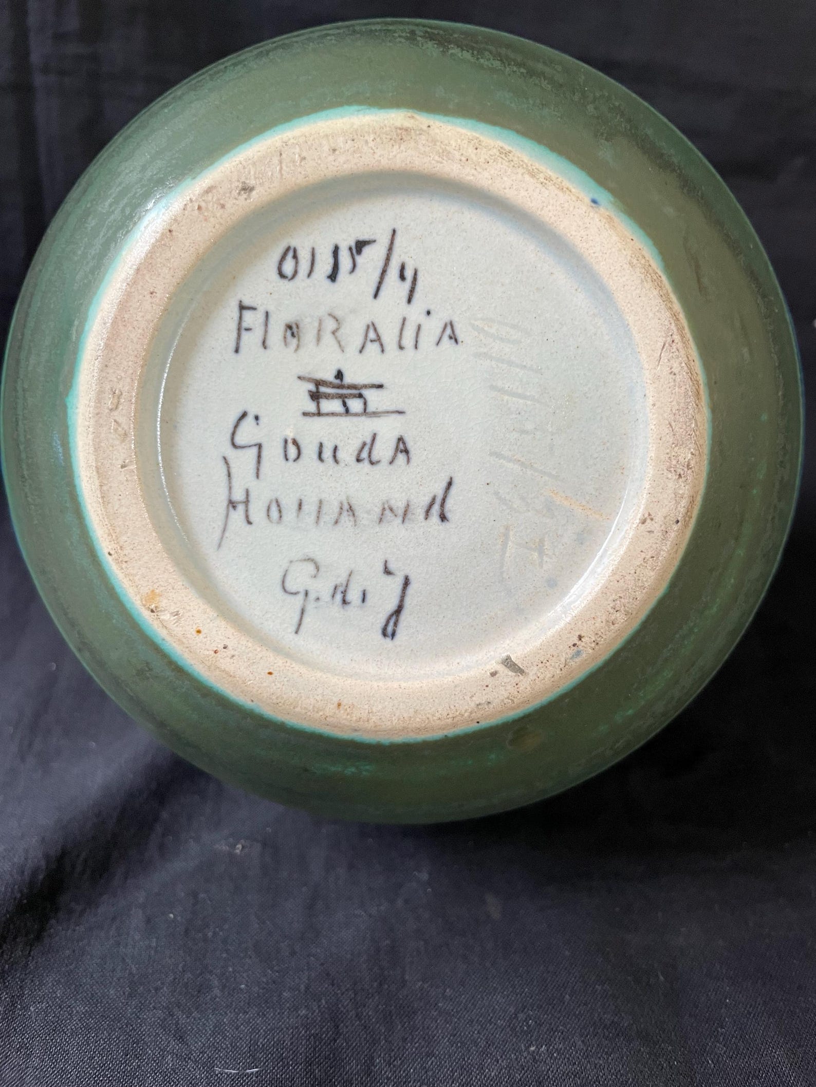 Antique Dutch Gouda Pottery Pitcher. Approx 1920. Several Marks. Decor ...