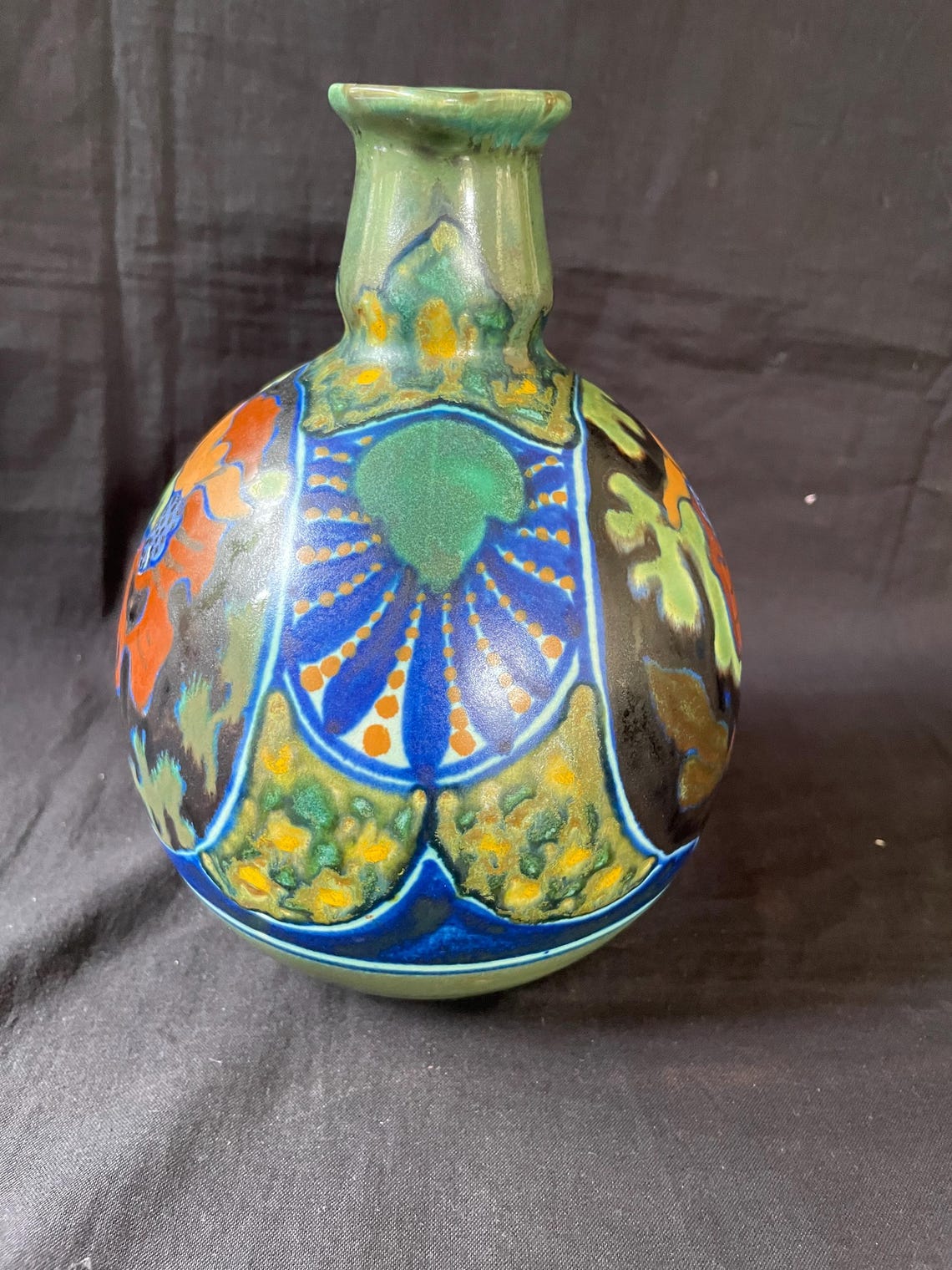 Antique Dutch Gouda Pottery Pitcher. Approx 1920. Several Marks. Decor ...