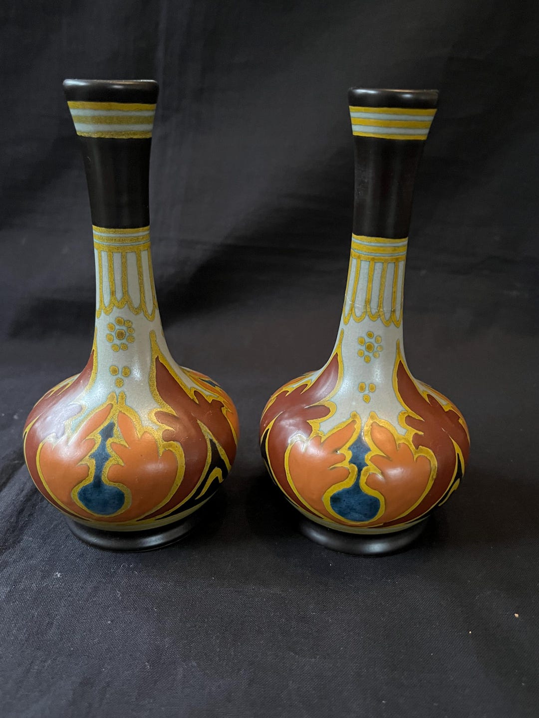 Antique Dutch Gouda Pottery Vases Decor Annette Approx 1920. Several ...