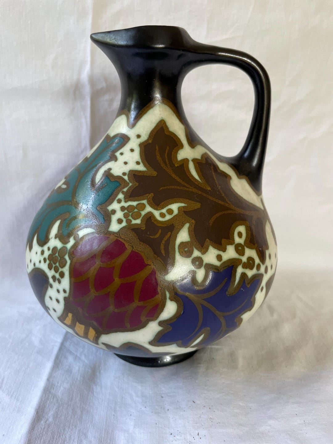 Antique Dutch Gouda Pottery Vase. / Pitcher Approx 1920. Several Marks ...