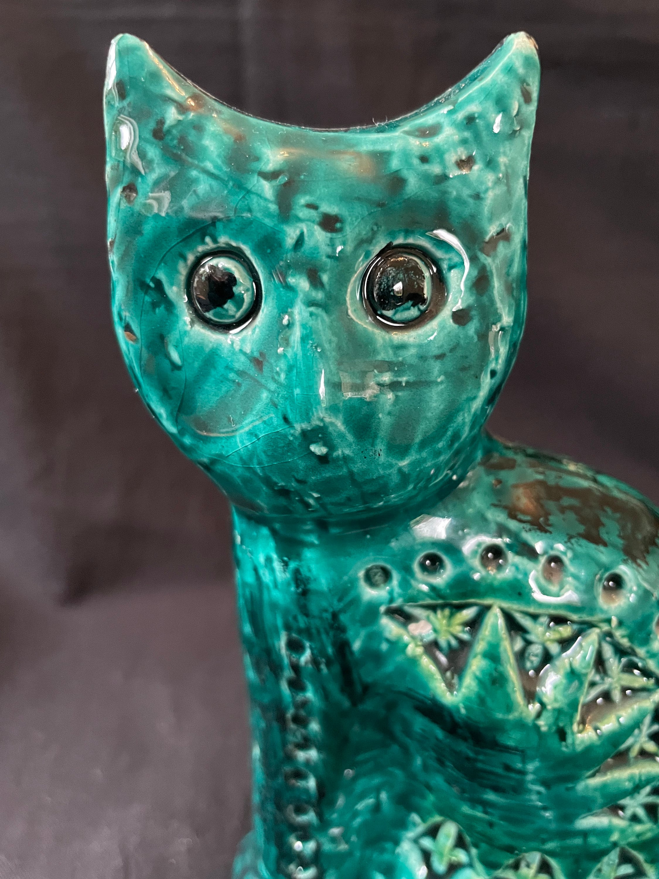 Bitossi Pottery Cat Flavia Montelupo Rimini Blue Italy Mid - Etsy