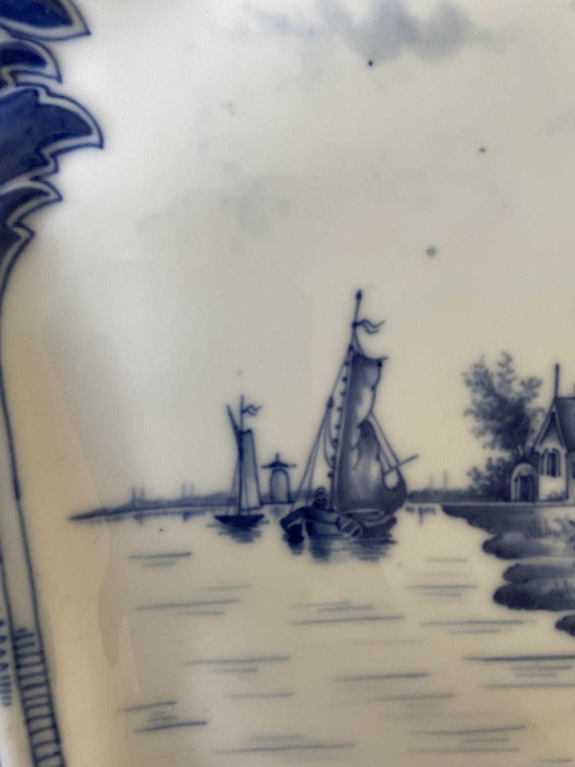 Antique Art Pottery Dutch Delft Plate With Typical Dutch Scene . Marked ...