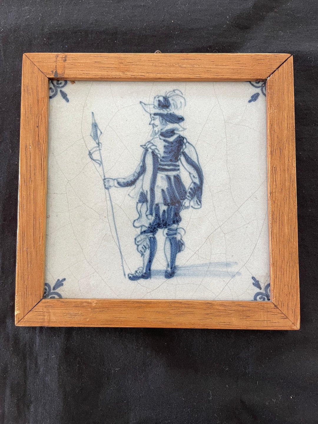 Antique 18th C. Delft Blue Tile, Soldier . Framed - Etsy