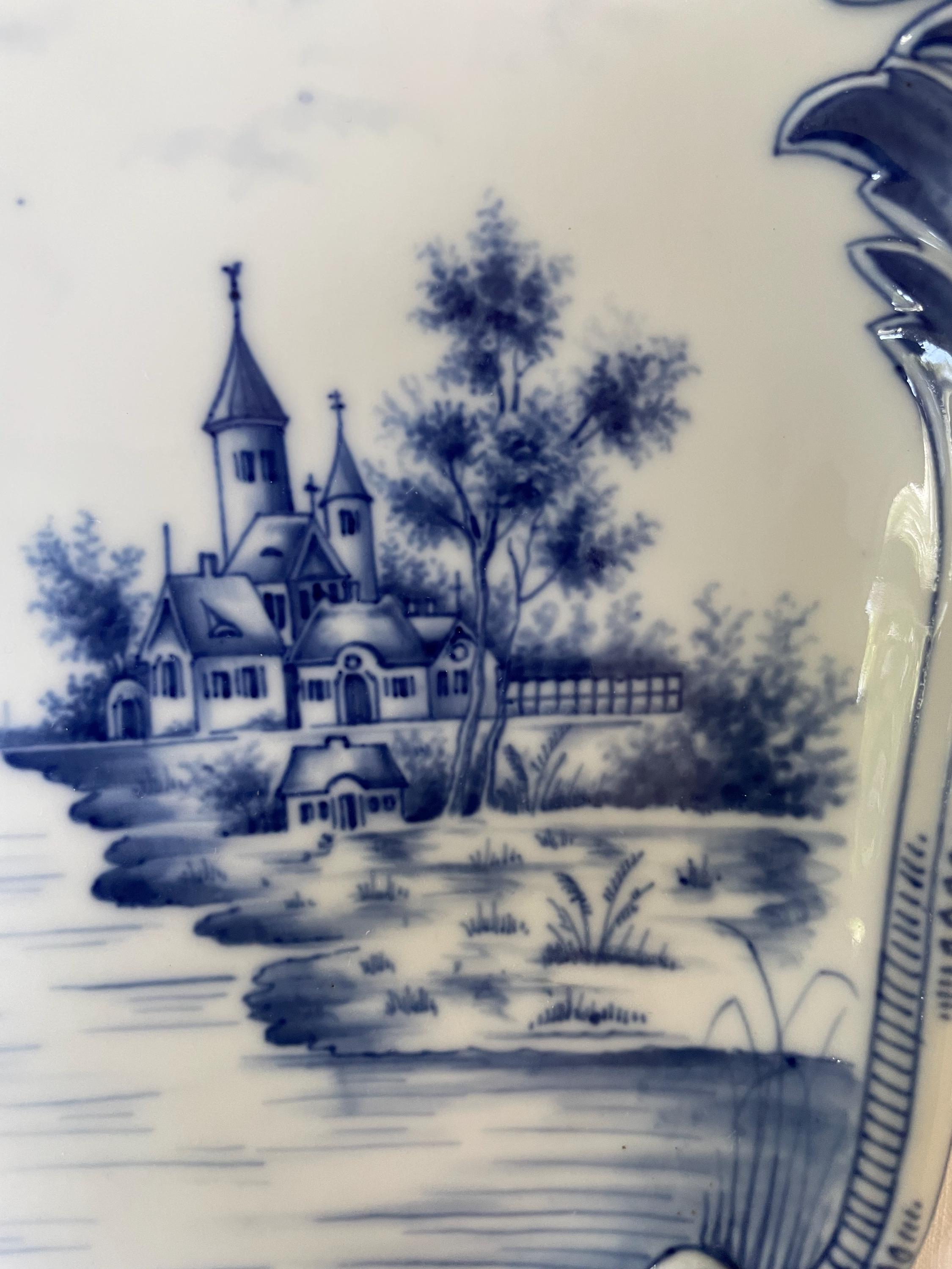 Antique Art Pottery Dutch Delft Plate With Typical Dutch Scene . Marked ...