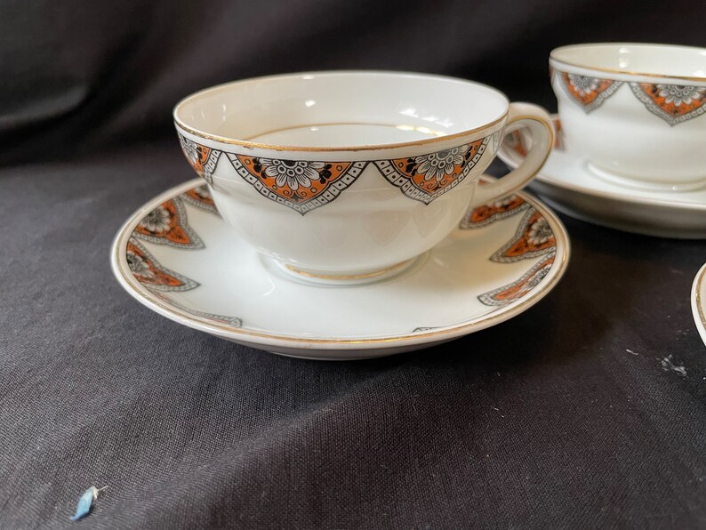 Set of 4 Art Nouveau German Porcelain Cups and Saucers. Marked - Etsy
