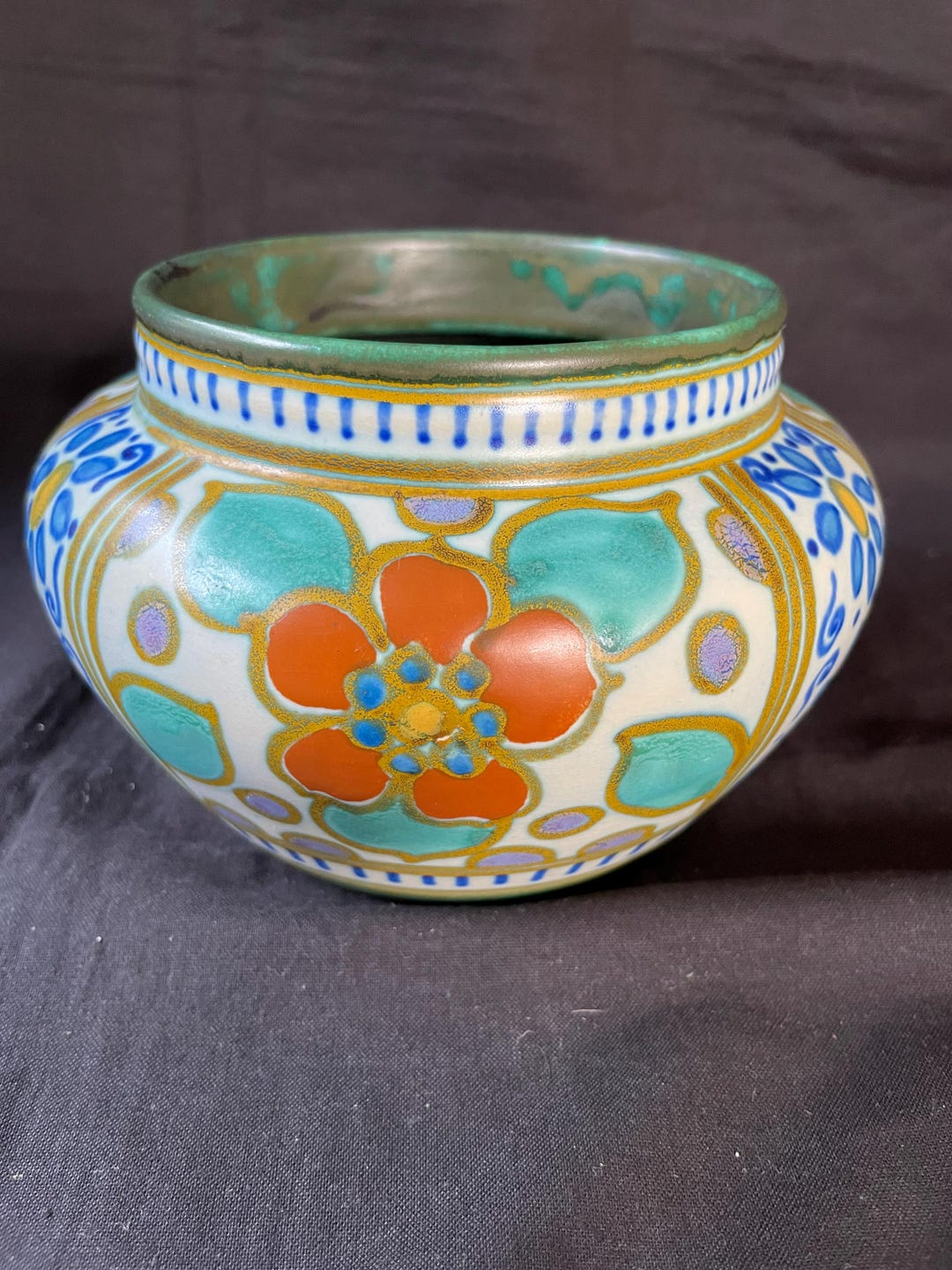 Antique Dutch Gouda Pottery Flowerpot Appr 1920. Decor Isa . Several ...