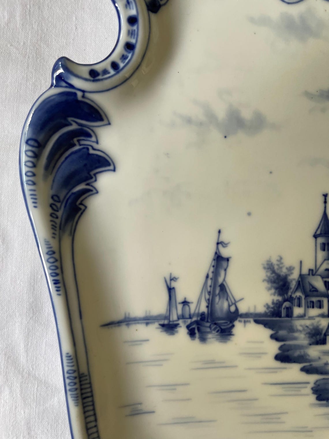Antique Art Pottery Dutch Delft Plate With Typical Dutch Scene . Marked ...