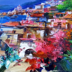 Positano Painting summer Time on the Coast,italian Painter,mario ...