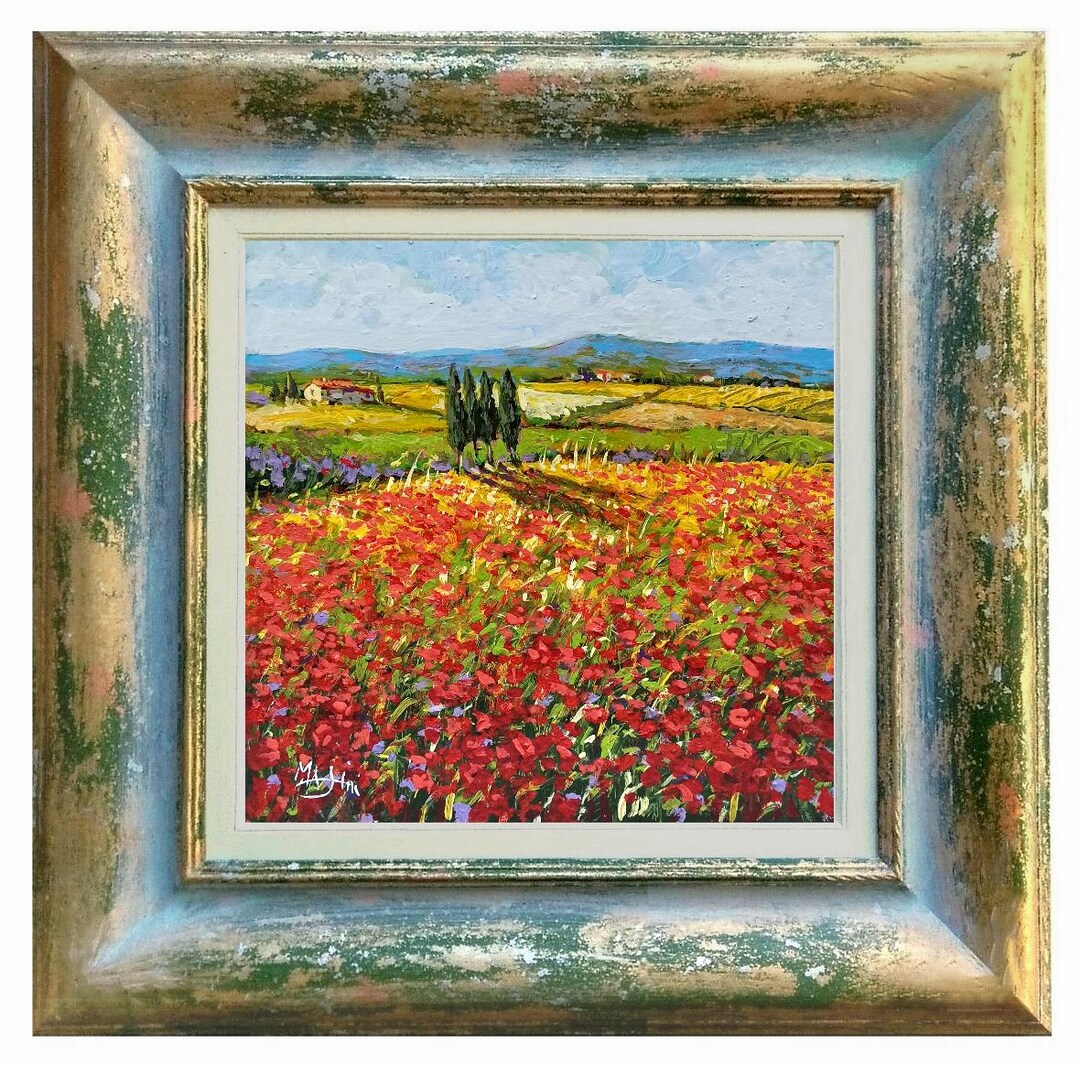 Tuscany Painting,italian Painting,tuscany Landscape,"sea of Red Poppies ...