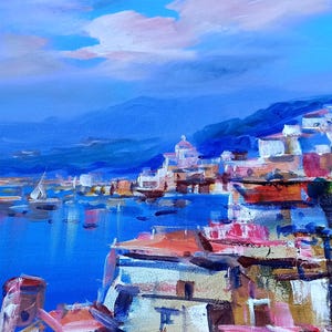 Positano Painting summer Time on the Coast,italian Painter,mario ...