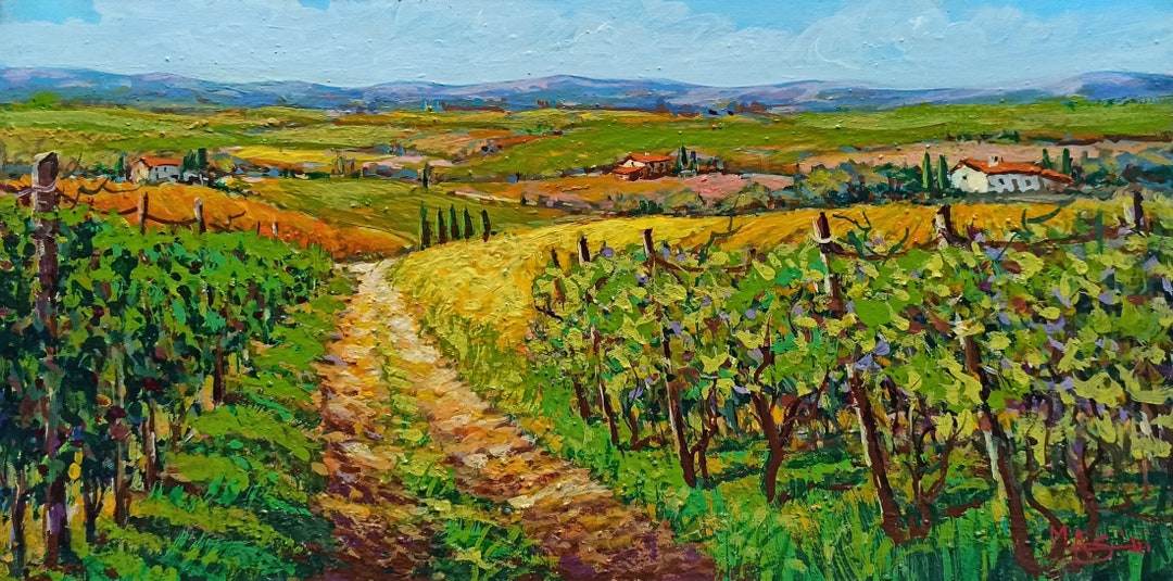 Tuscany Painting Original by Gino Masini "road Between the Vineyard ...
