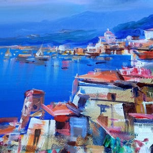 Positano Painting summer Time on the Coast,italian Painter,mario ...