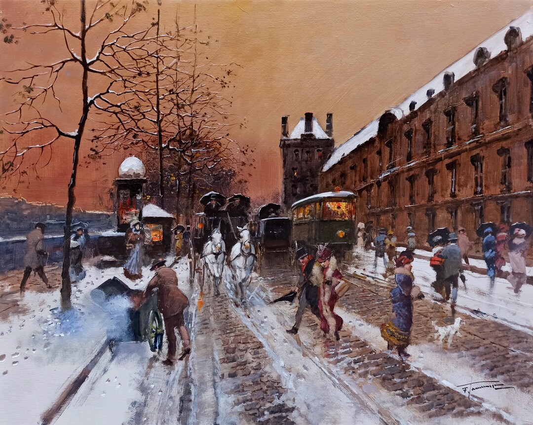 French Painting "snowed in Paris" Original Oil Francesco Tammaro ...