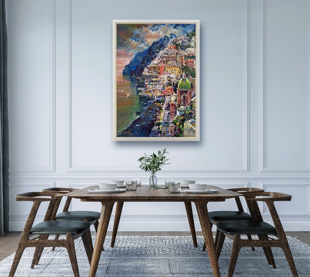 Positano Painting on Demand sunset on the Coast Vertical Version 70x100 ...