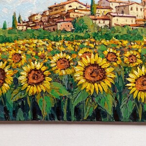 Tuscany Painting Original by Gino Masini village With Sunflowers Landscape Artwork Italian ...