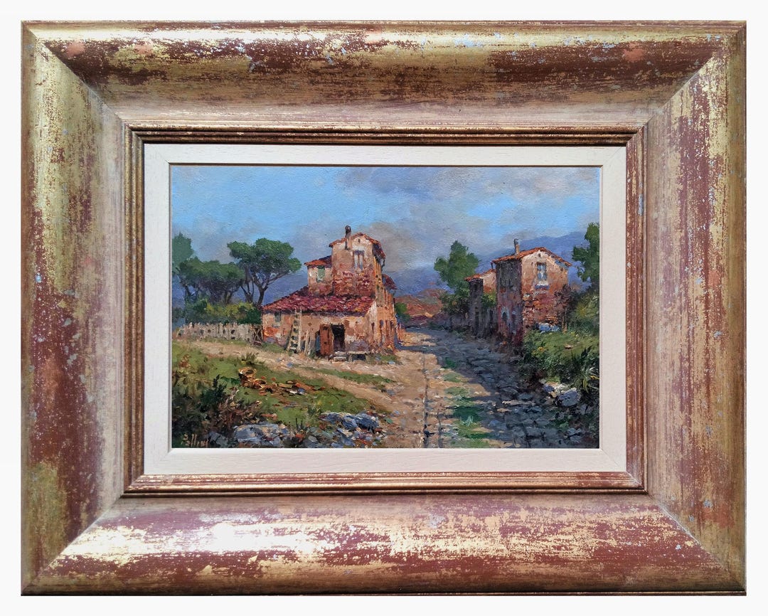 Tuscany Painting,italian Painting,"quiet Hamlet in the Countryside ...