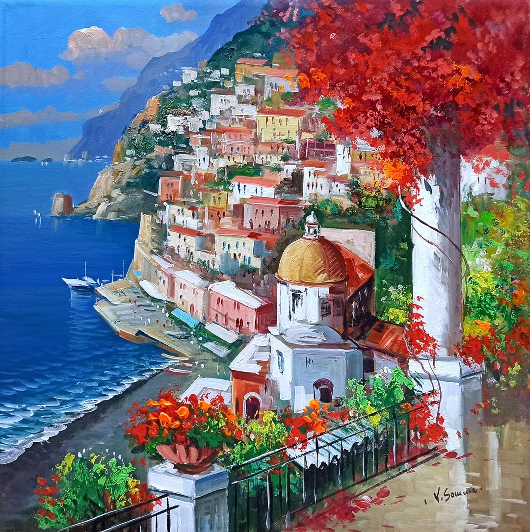 Positano Painting,original, "view From the Terrace",italian Painter ...