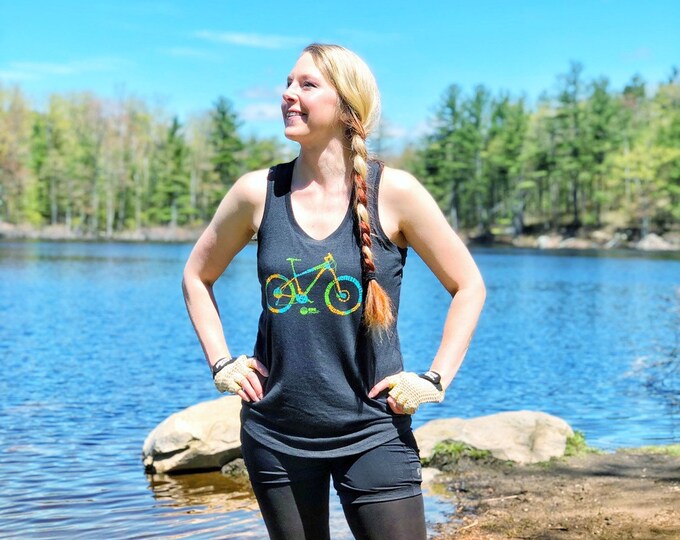 Bike Vermont Hand-lettered Dark Gray Soft Tank Top, Bike Tank, Vermont ...