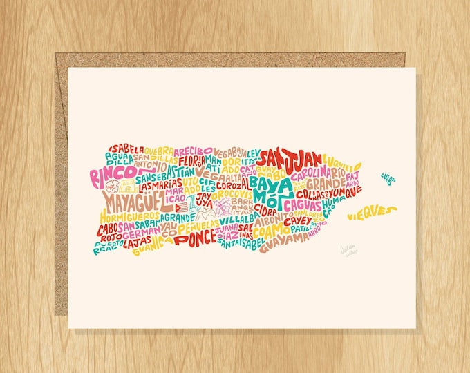 Hand-lettered Puerto Rico Card Puerto Rico Design Puerto - Etsy
