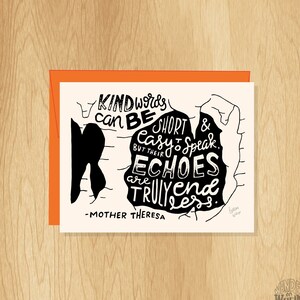 Hand-lettered Kind Words Card, Inspirational Lettering Card ...